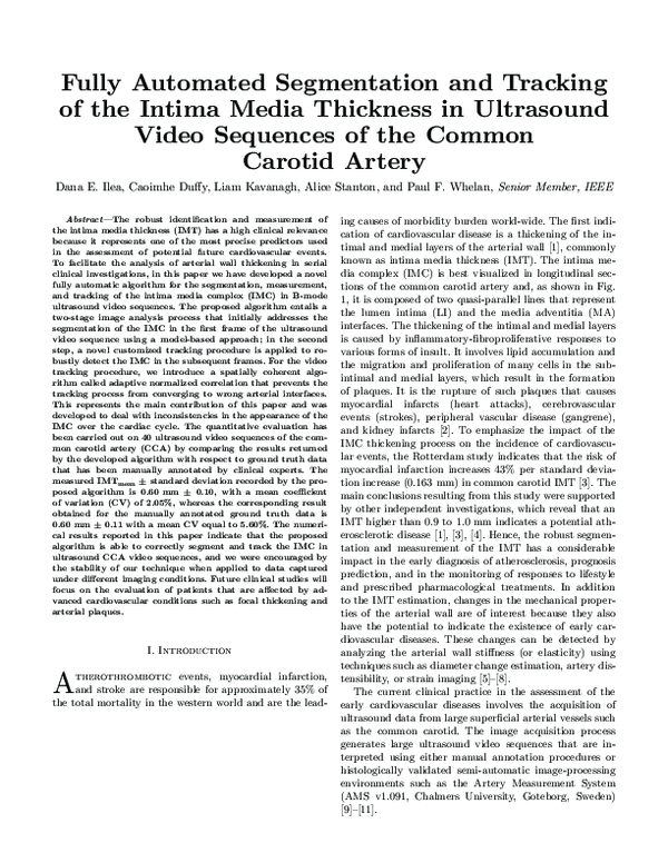 Pdf Fully Automated Segmentation And Tracking Of The Intima Media