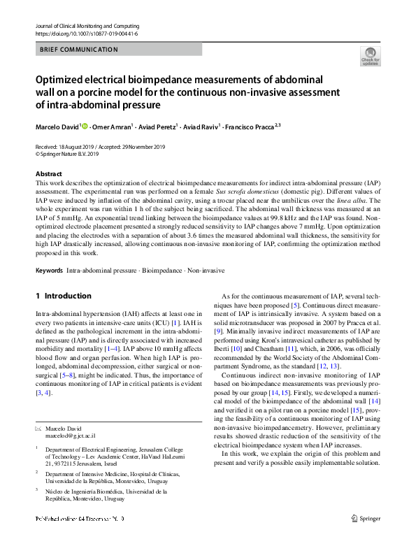 (PDF) Optimized electrical bioimpedance measurements of abdominal wall ...