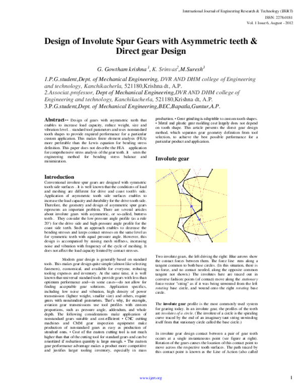 (PDF) Design of Involute Spur Gears with Asymmetric teeth & Direct gear ...