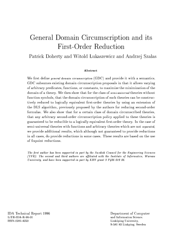 (PDF) General domain circumscription and its first-order reduction