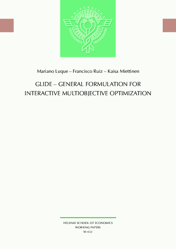 Pdf Glide General Formulation For Interactive Multiobjective