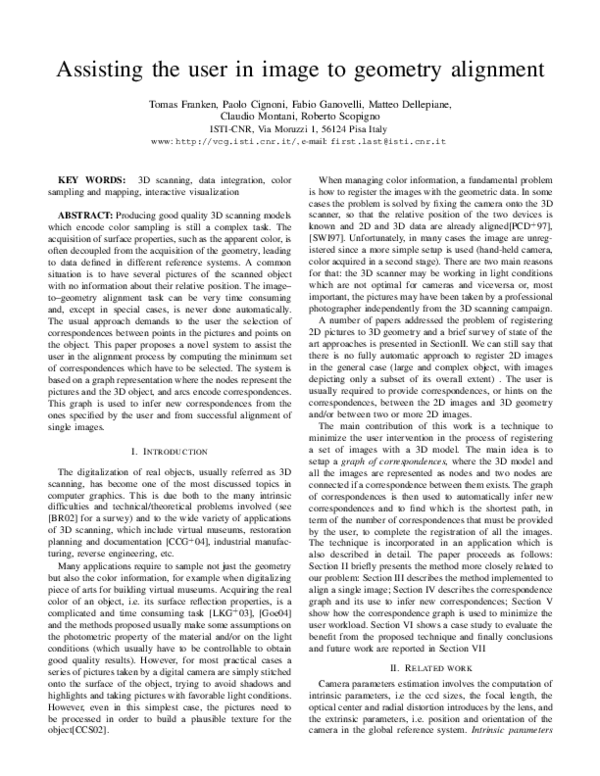 (PDF) Assisting the user in image to geometry alignment