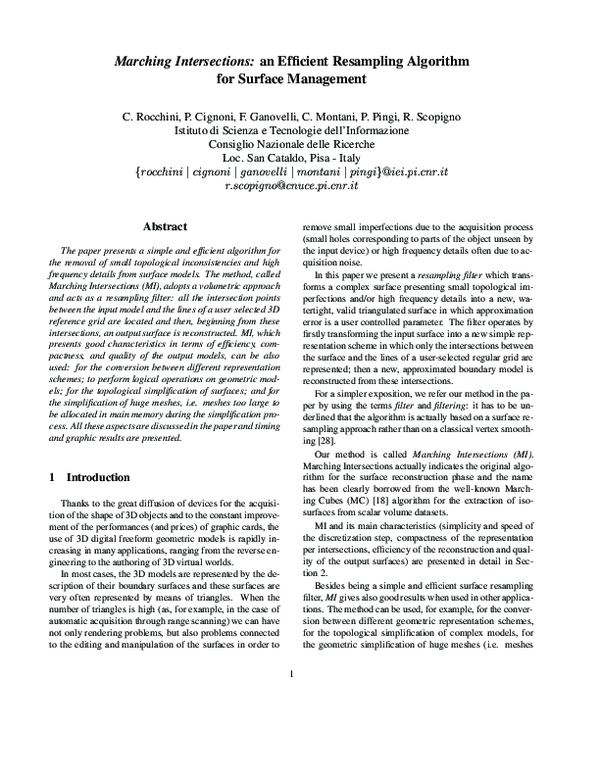 (PDF) Marching intersections: an efficient resampling algorithm for surface management