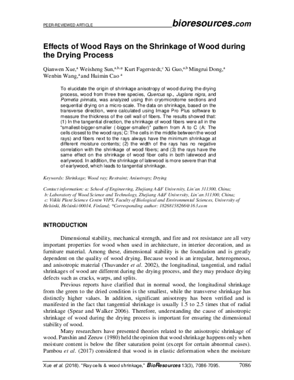(PDF) Effects of wood rays on the shrinkage of wood during the drying ...