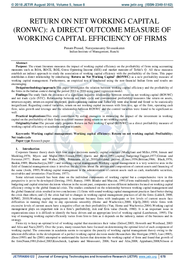 (PDF) Return on Net Working Capital (Ronwc): A Direct Outcome Measure ...