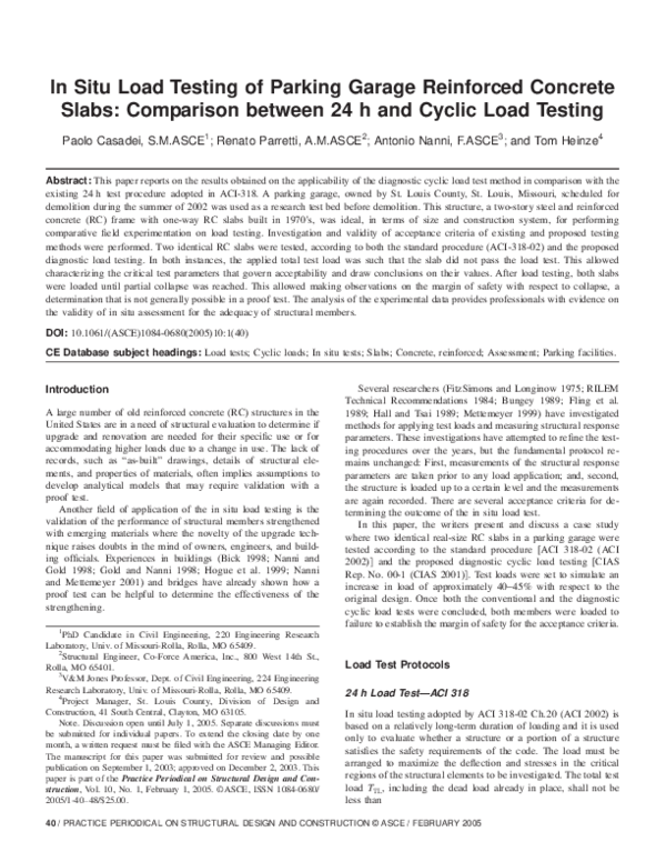 (PDF) In Situ Load Testing of Parking Garage Reinforced Concrete Slabs ...