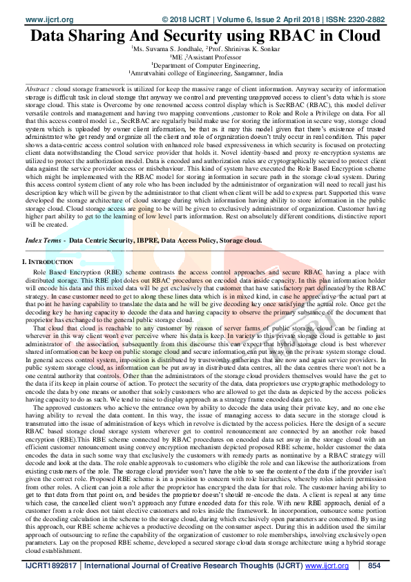 (PDF) Data Sharing And Security using RBAC in Cloud