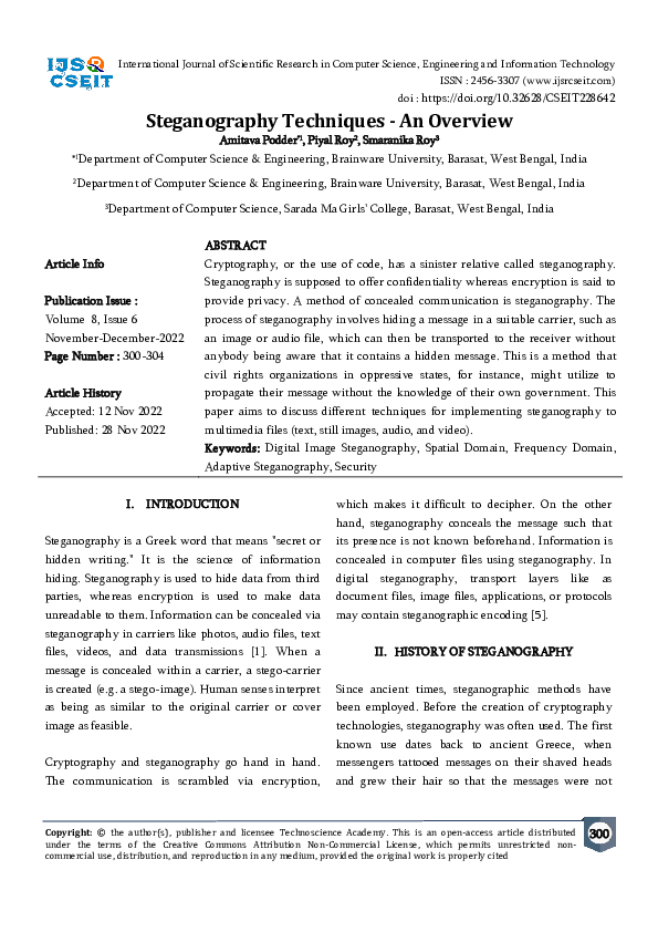 (PDF) Steganography Techniques - An Overview
