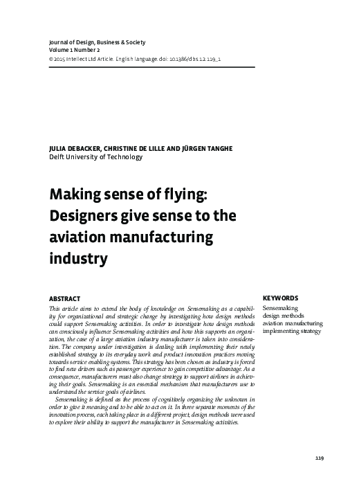 (PDF) Making sense of flying: Designers give sense to the aviation ...