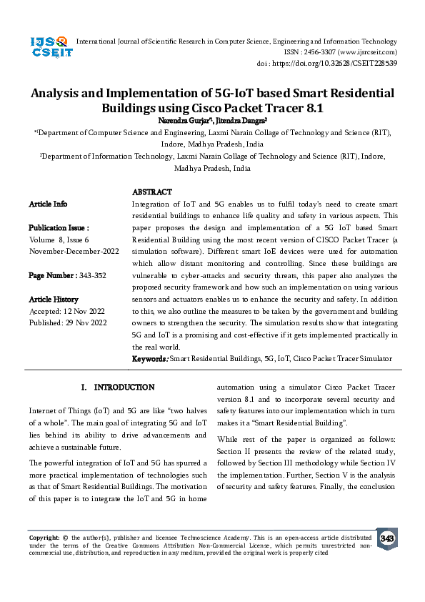 Pdf Analysis And Implementation Of 5g Iot Based Smart Residential