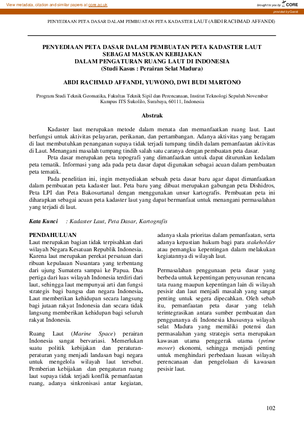 (PDF) Penyediaan Peta Dasar Dalam Pembuatan Peta Kadaster Laut Sebagai ...