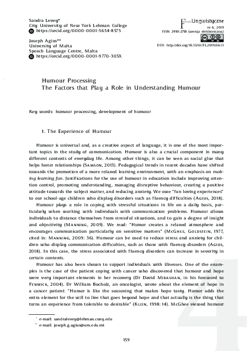 (PDF) Humor Processing. The Factors that Play a Role in Understanding ...