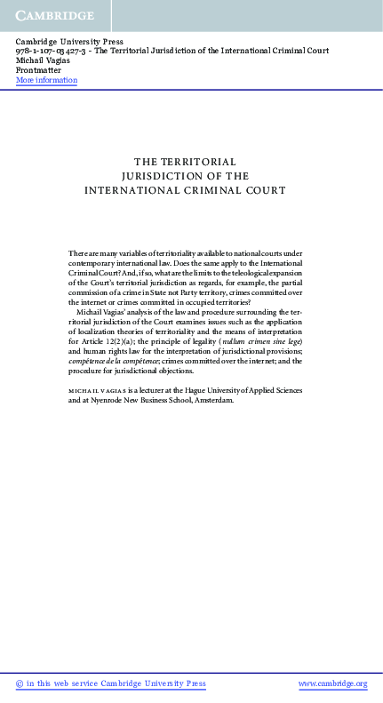 (PDF) The Territorial Jurisdiction of the International Criminal Court ...