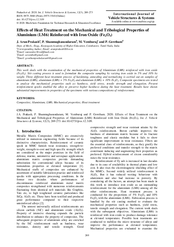 (PDF) Effects of Heat Treatment on the Mechanical and Tribological Properties of Aluminium (LM6 ...