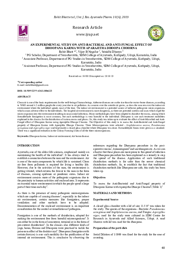 (PDF) An Experimental Study on Anti-Bacterial and Anti-Fungal Effect of ...