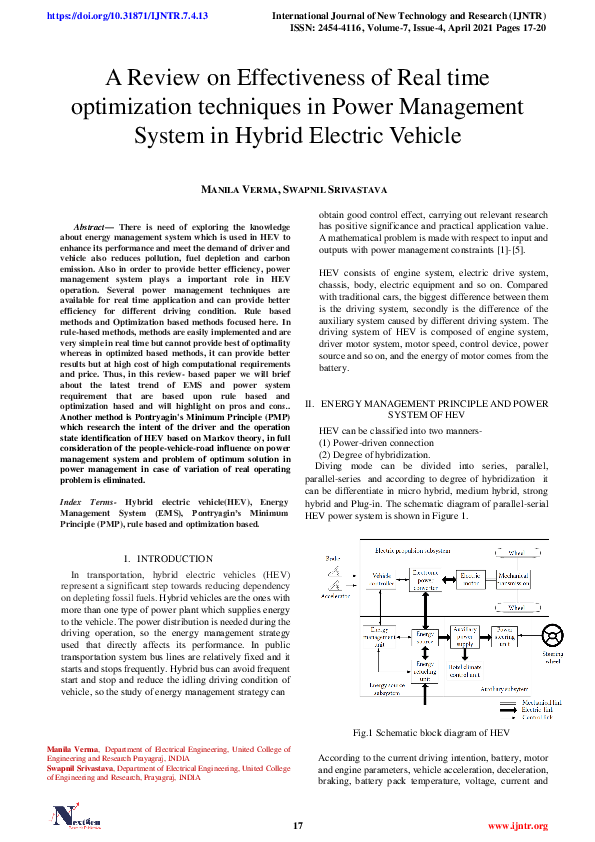 Pdf A Review On Effectiveness Of Real Time Optimization Techniques In Power Management System