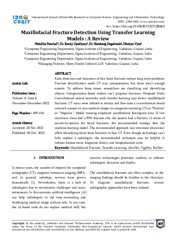 Pdf Maxillofacial Fracture Detection Using Transfer Learning Models A Review