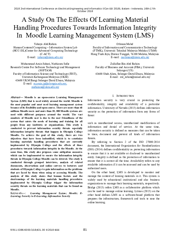 (PDF) A Study On The Effects Of Learning Material Handling Procedures Towards Information ...