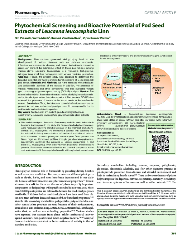 (PDF) Phytochemical screening and bioactive potential of pod seed ...