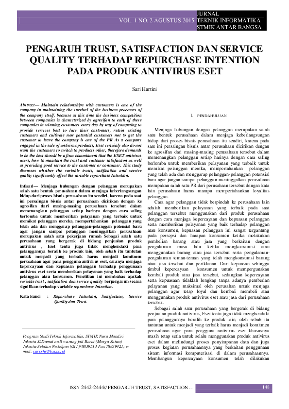 (PDF) Pengaruh Trust, Satisfaction Dan Service Quality Terhadap Repurchase Intention Pada Produk ...