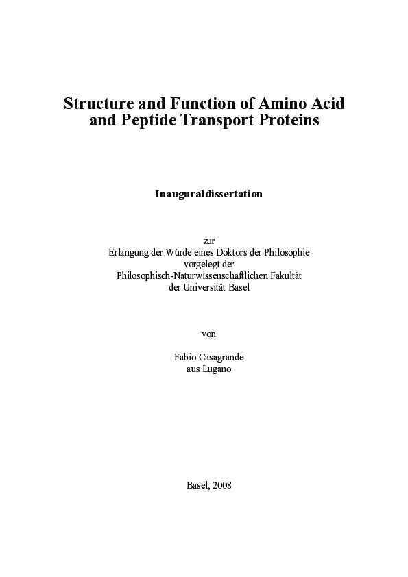 (PDF) Structure and function of amino acid and peptide transport proteins