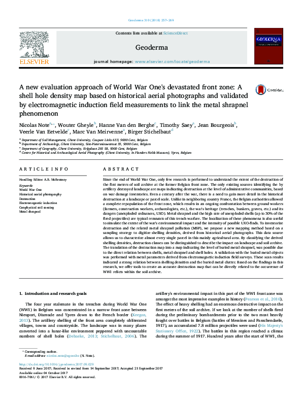 (PDF) A new evaluation approach of World War One's devastated front ...
