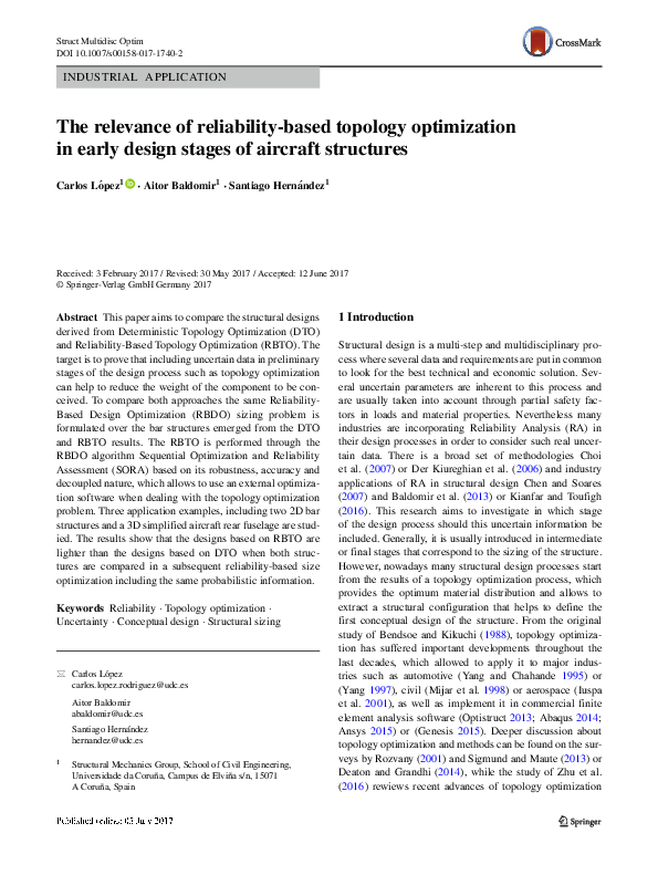 (PDF) The relevance of reliability-based topology optimization in early design stages of ...