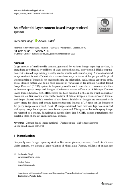 Pdf An Efficient Bi Layer Content Based Image Retrieval System