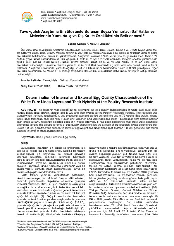 (PDF) Determination of Internal and External Egg Quality ...