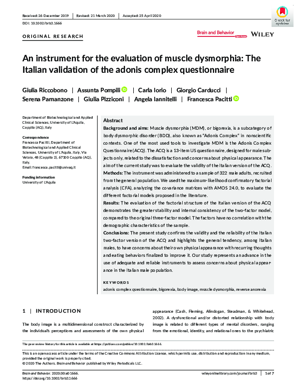 (PDF) An instrument for the evaluation of muscle dysmorphia: The ...