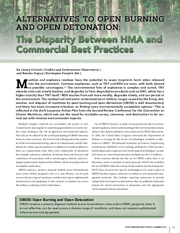 (PDF) Alternatives to Open Burning and Open Detonation: The Disparity ...
