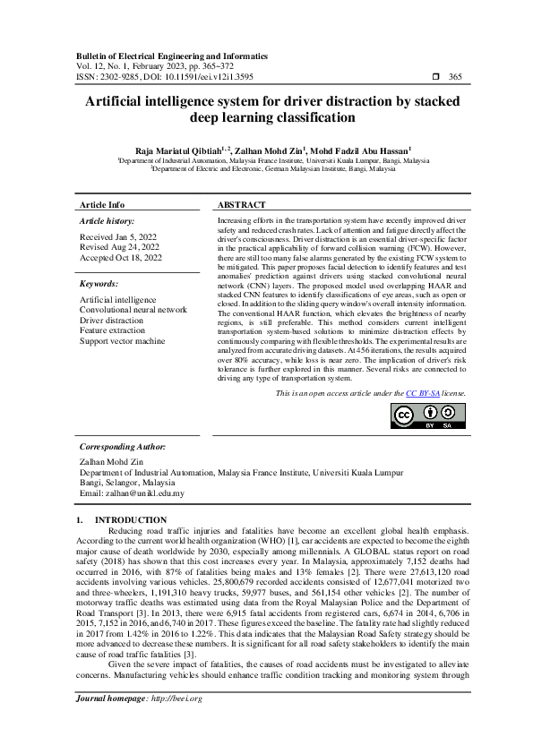 Pdf Artificial Intelligence System For Driver Distraction By Stacked Deep Learning Classification