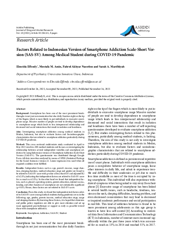 (PDF) Factors Related to Indonesian Version of Smartphone Addiction ...