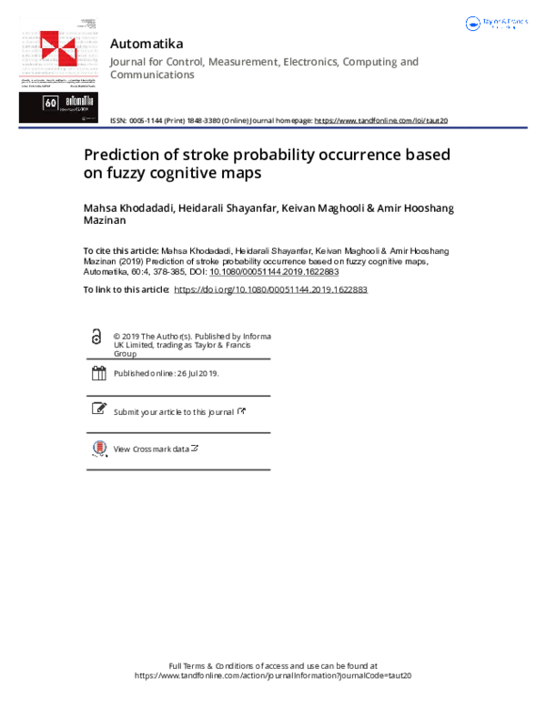 (PDF) Prediction of stroke probability occurrence based on fuzzy ...