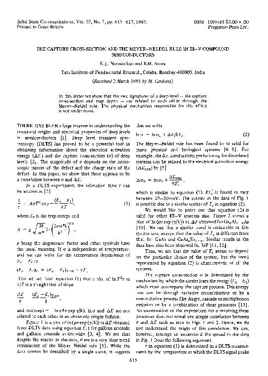 (PDF) The capture cross-section and the Meyer-Neldel rule in III–V ...