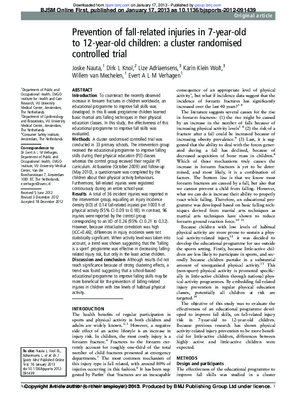 (PDF) Prevention of fall-related injuries in 7-year-old to 12-year-old ...