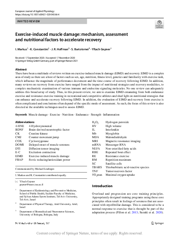 (PDF) Exercise-induced muscle damage: mechanism, assessment and ...