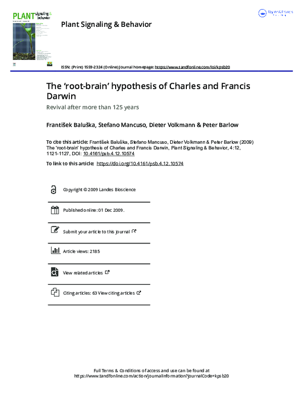 (PDF) The ‘root-brain’ hypothesis of Charles and Francis Darwin