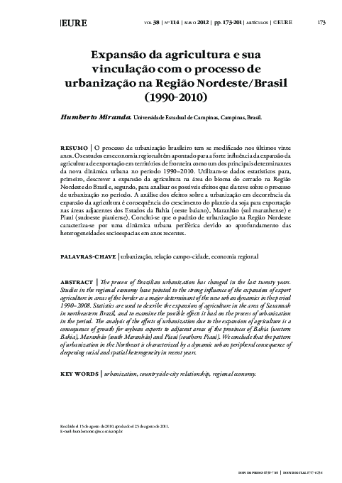 (PDF) Expansão da agricultura e sua vinculação com o processo de ...