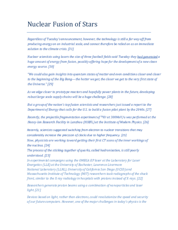 (PDF) Nuclear Fusion of Stars