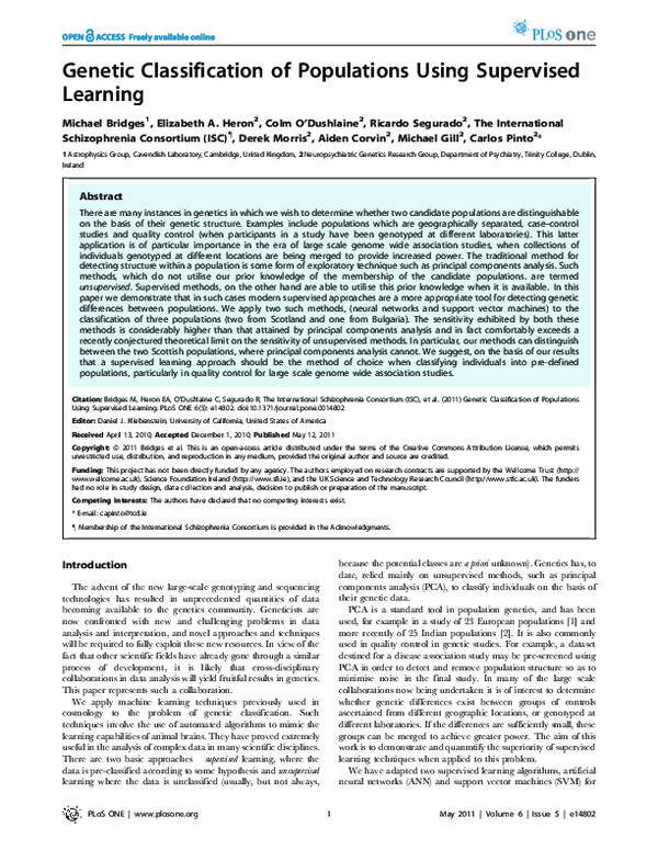 (PDF) Genetic Classification of Populations Using Supervised Learning