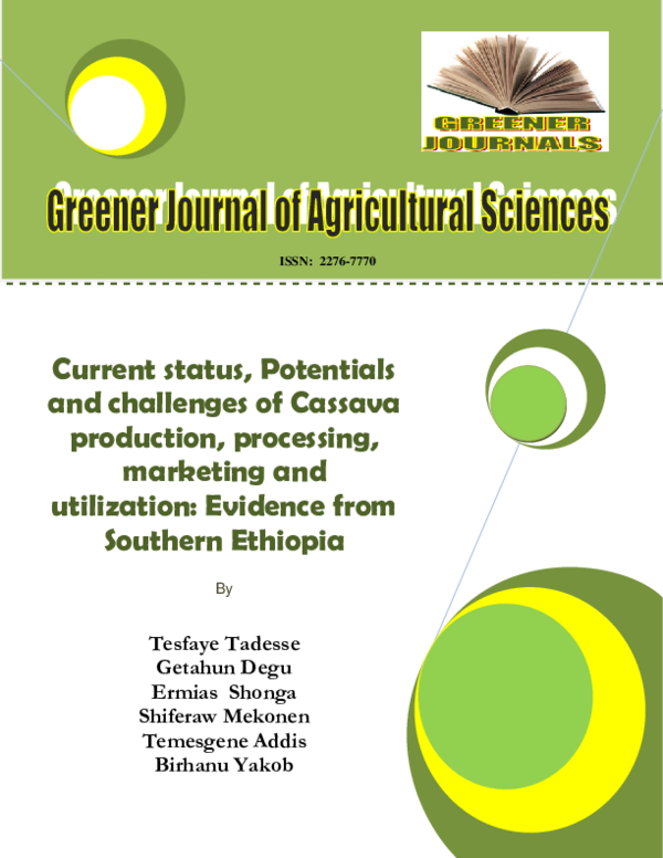 (PDF) Current status, Potentials and challenges of Cassava production, processing, marketing and ...