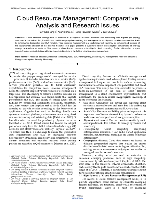 (PDF) Cloud Resource Management: Comparative Analysis and Research Issues