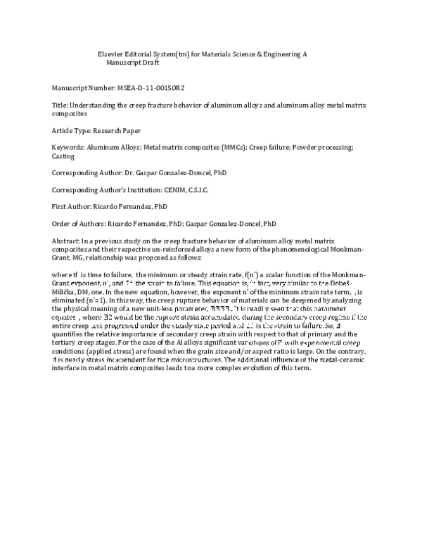 (PDF) Understanding the creep fracture behavior of aluminum alloys and ...
