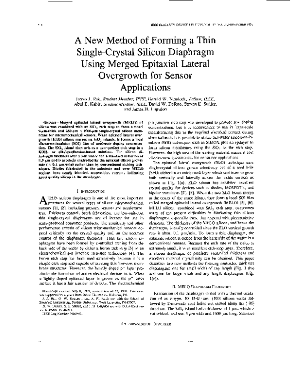 (PDF) A new method of forming a thin single-crystal silicon diaphragm ...