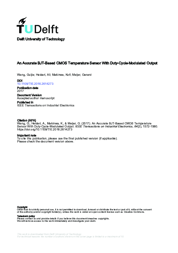 (PDF) An Accurate BJT-Based CMOS Temperature Sensor With Duty-Cycle ...