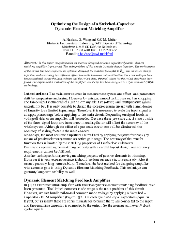 (PDF) Optimizing the Design of a Switched-Capacitor Dynamic-Element ...