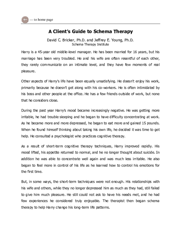 (PDF) A Client's Guide to Schema Therapy