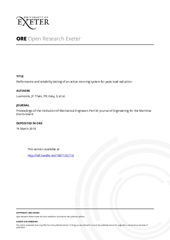 (PDF) Performance and reliability testing of an active mooring system ...