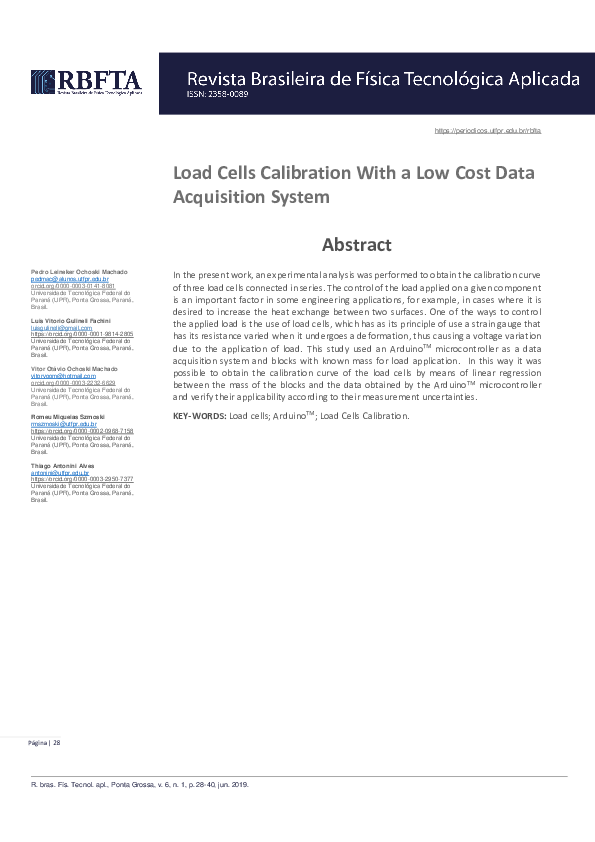 (PDF) Load cells calibration with a low cost data acquisition system